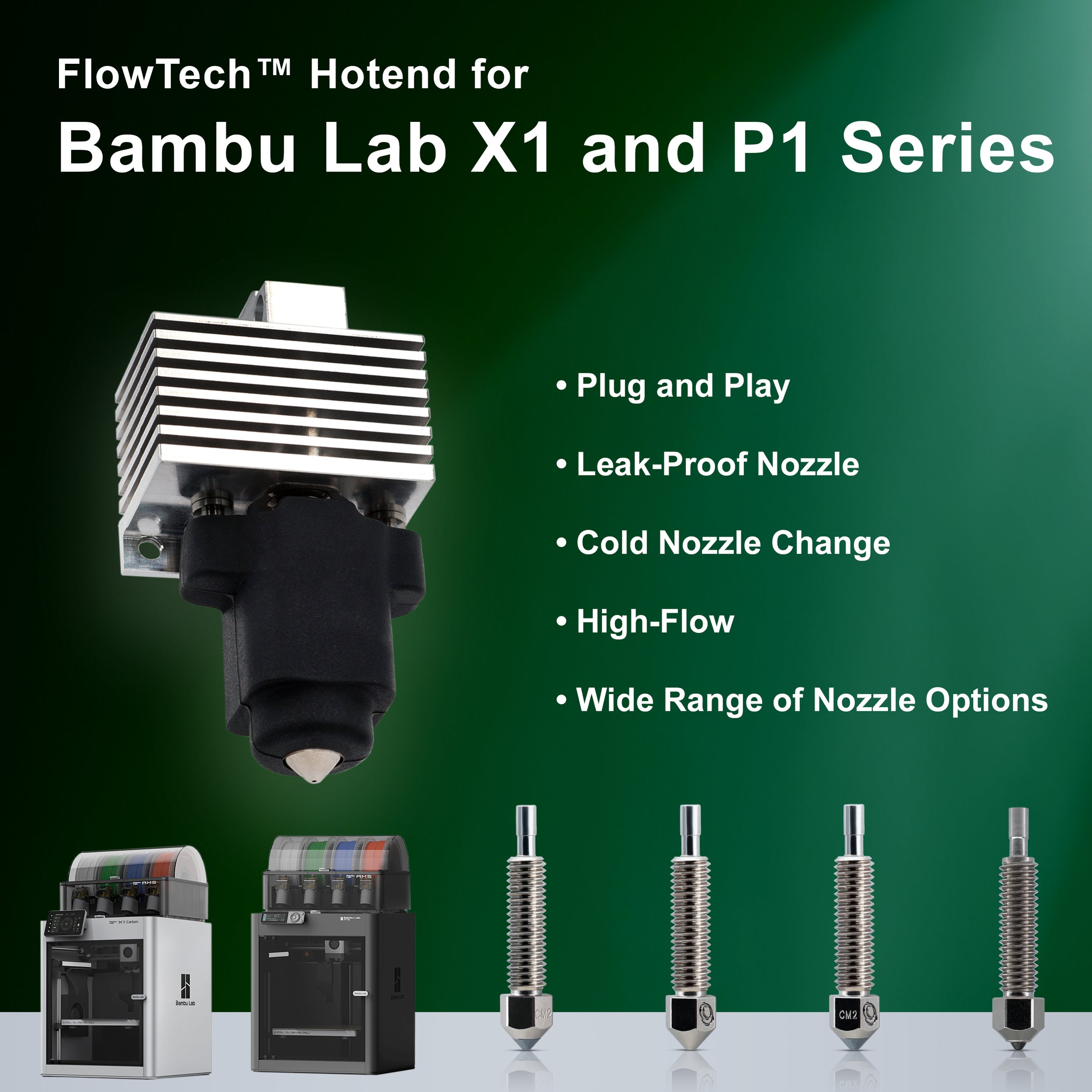 FlowTech™ Hotend for Bambu Lab X1 and P1 Printers — Microswiss