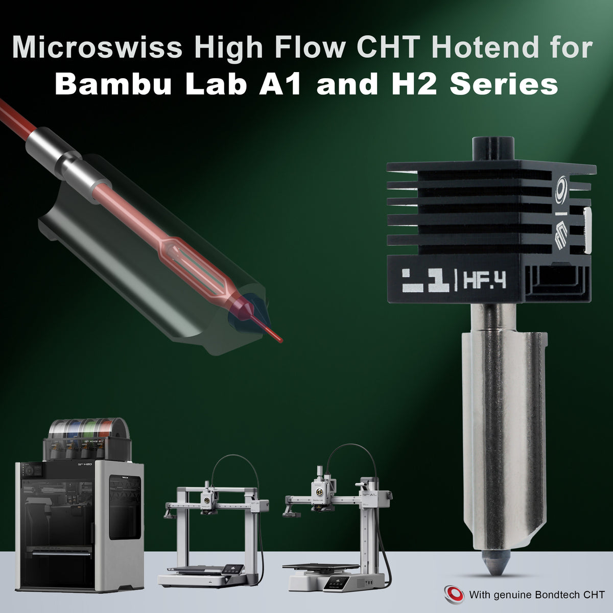 Microswiss CHT High Flow Hotend for Bambu Lab A1, A1 Mini, H2D, H2S